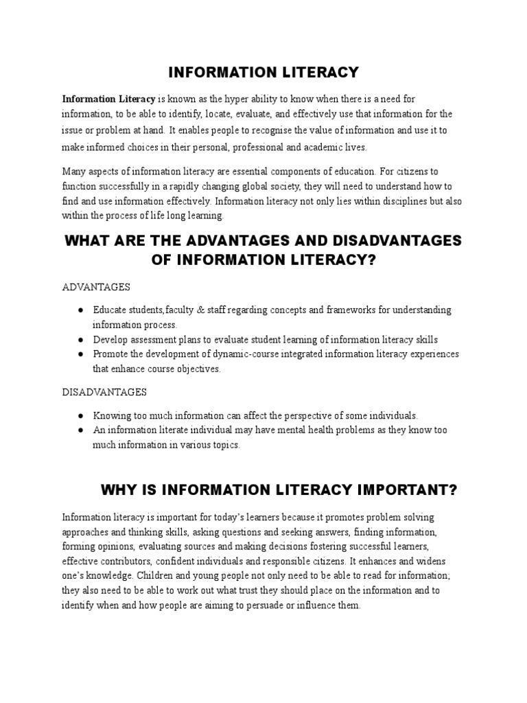 Information Literacy | PDF | Information Literacy | Literacy