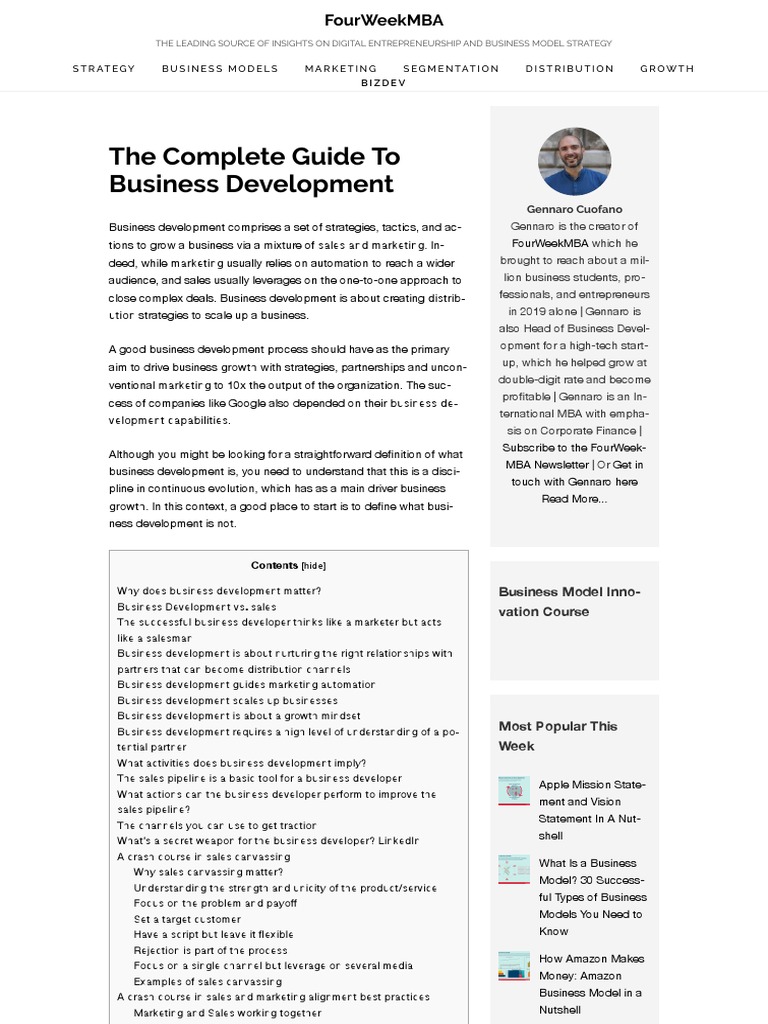 The Complete Guide To Business Development - FourWeekMBA | PDF | Sales ...