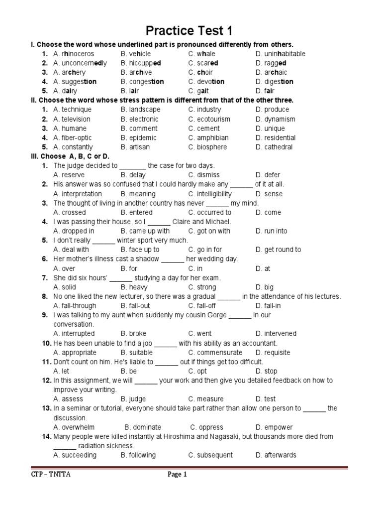 Practice Test 01 | PDF