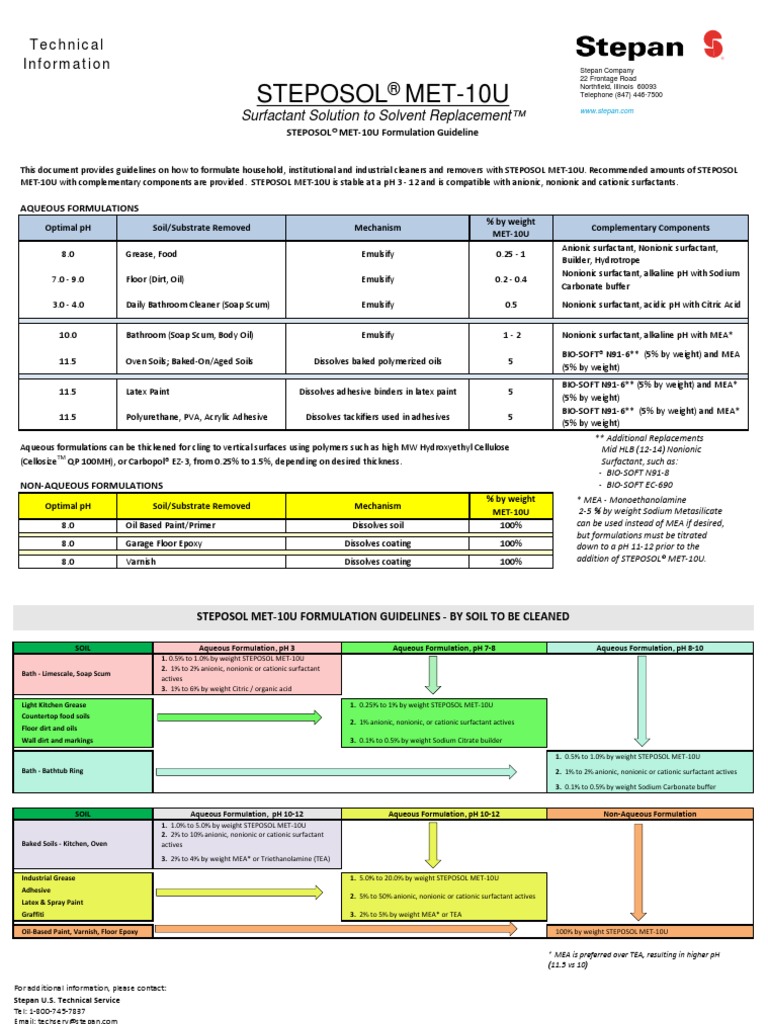 Steposol MET-10U: Surfactant Solution To Solvent Replacement™ | PDF ...