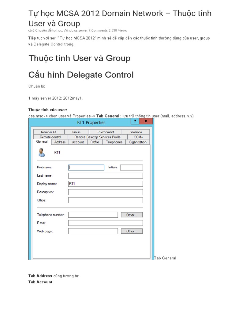 Tự học MCSA 2012 Domain Network | PDF