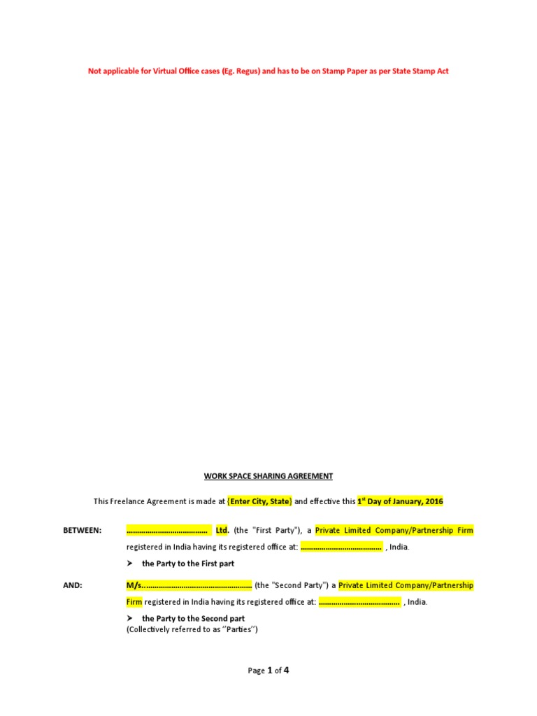 19) Work Space Sharing Agreement | PDF | Employment | Expense