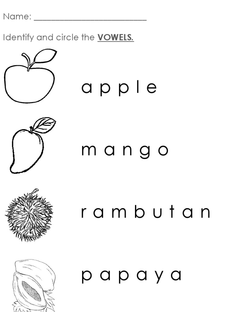 Vowel Identification Worksheet | PDF