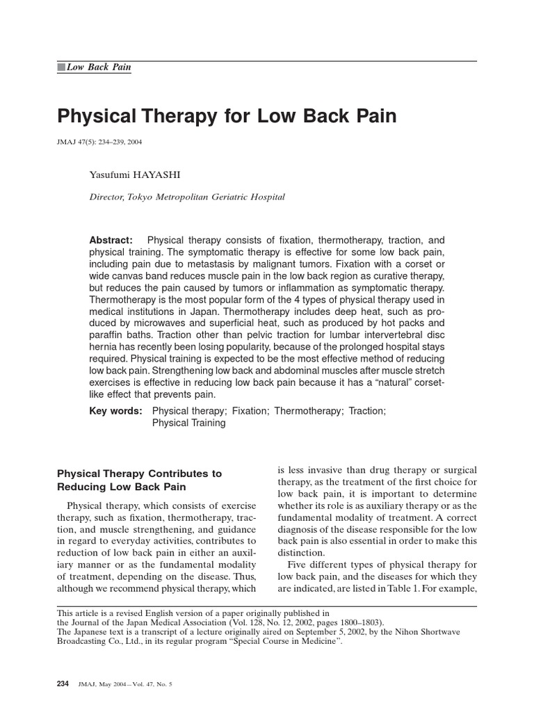 Physical Therapy For Low Back Pain | PDF | Back Pain | Low Back Pain