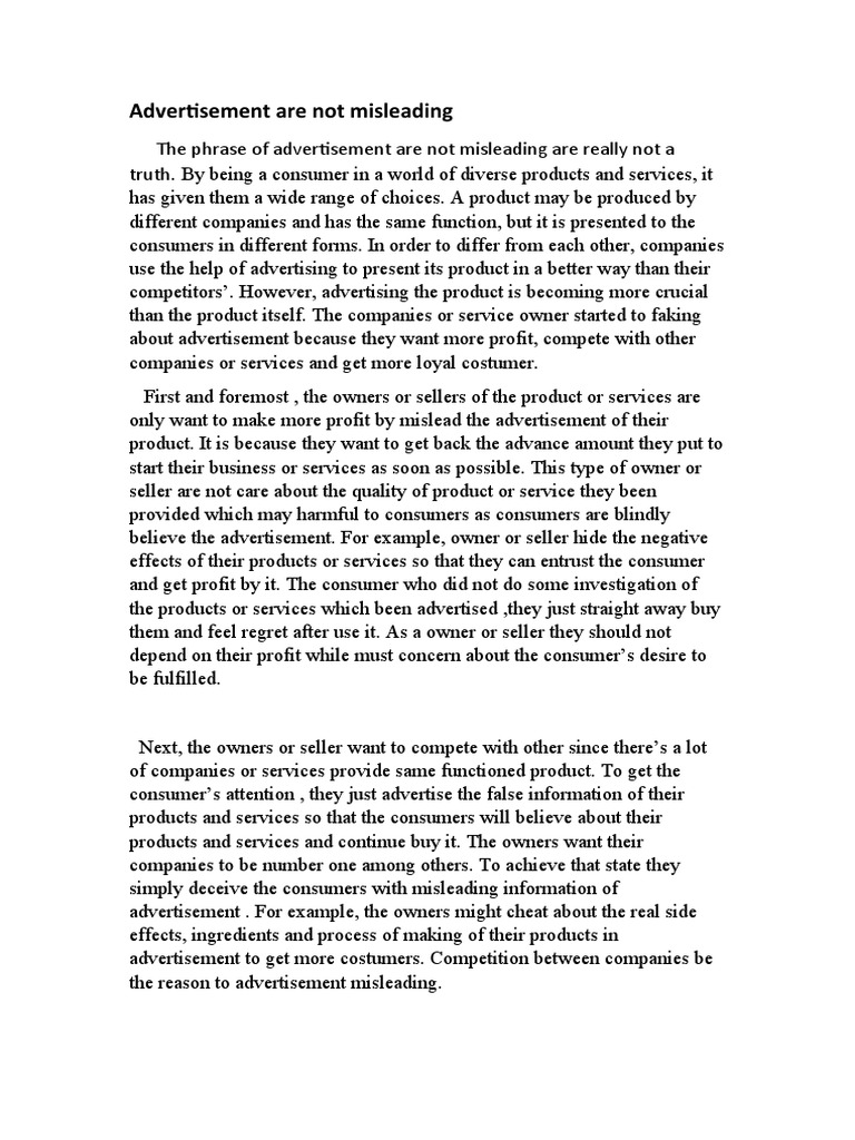 Advertisement Are Not Misleading | PDF | Advertising | Brand