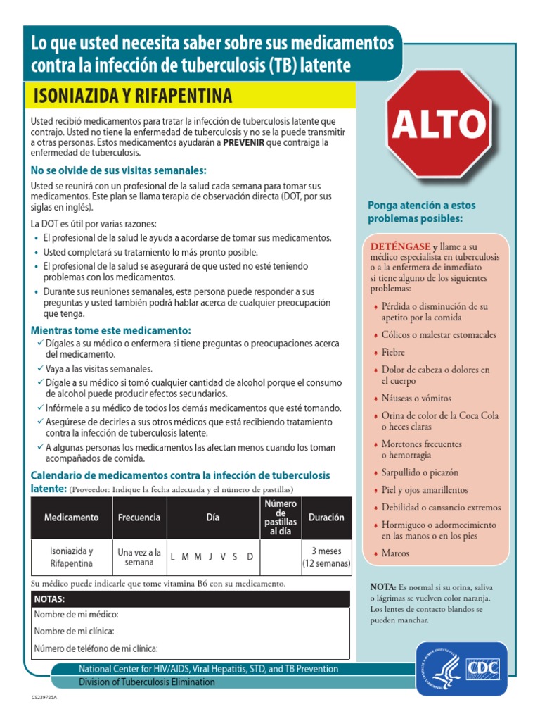 Isoniazida Rifapentina | PDF | Tuberculosis | Medicamentos con receta