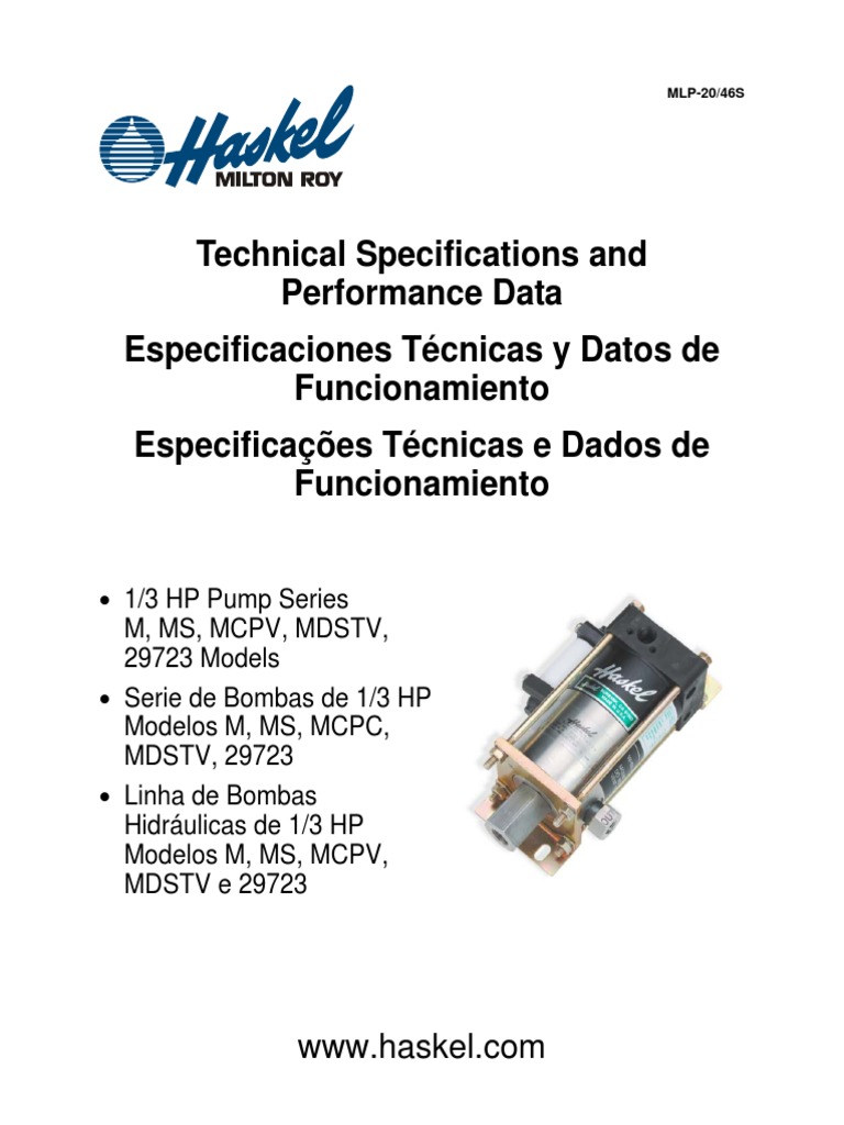 Manual Técnico - Pump Haskel - MS 21 | PDF | Pump | Valve