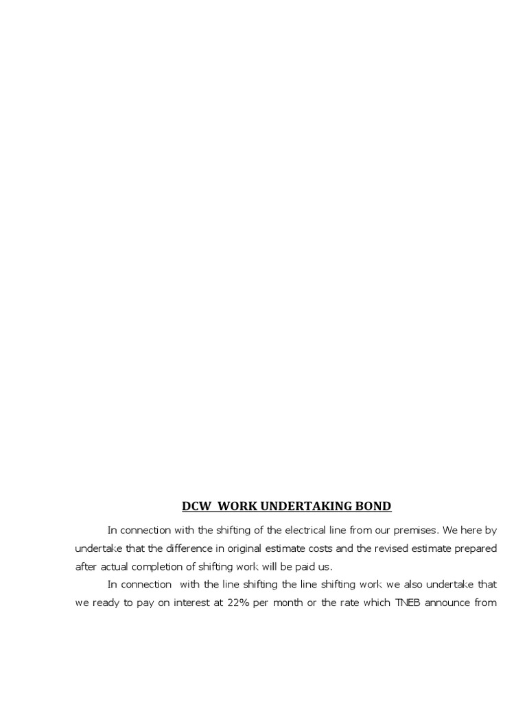 DCW Work Undertaking Bond | PDF | Business | Finance & Money Management