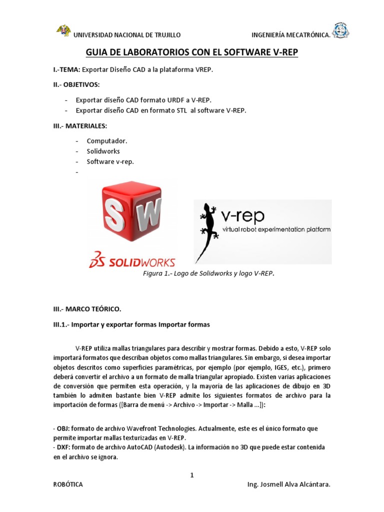Lab - 2 V Rep Solidworks - Vrep | PDF | Cad automático | Desarrollo de software