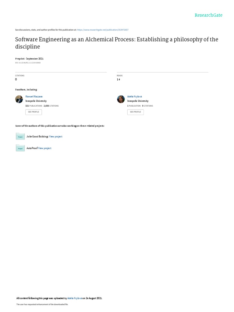 Alchemy in Software Engineering Philosophy | PDF | Alchemy | Artificial ...