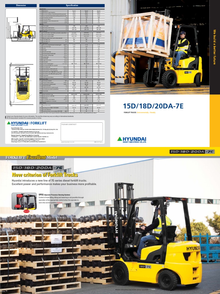 Hyundai forklift specification dimensions | PDF | Forklift | Truck
