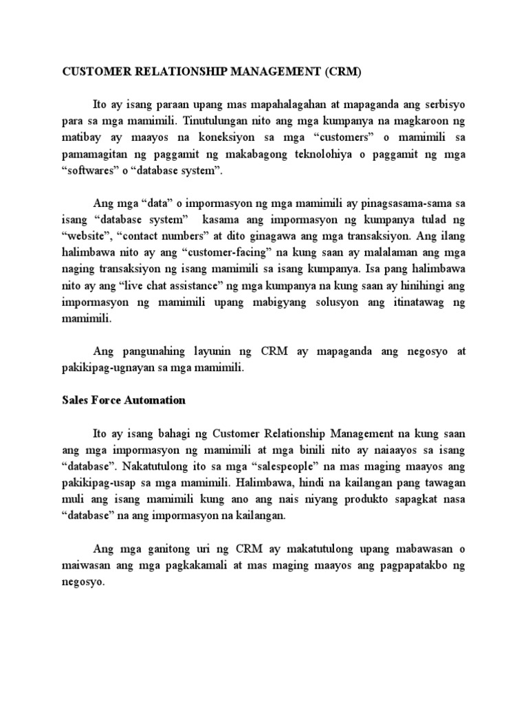 Customer Relationship Management | PDF