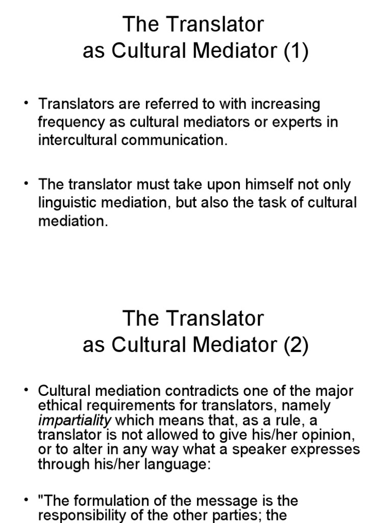 The Translator As Cultural Mediator | PDF | Translations | Cross ...