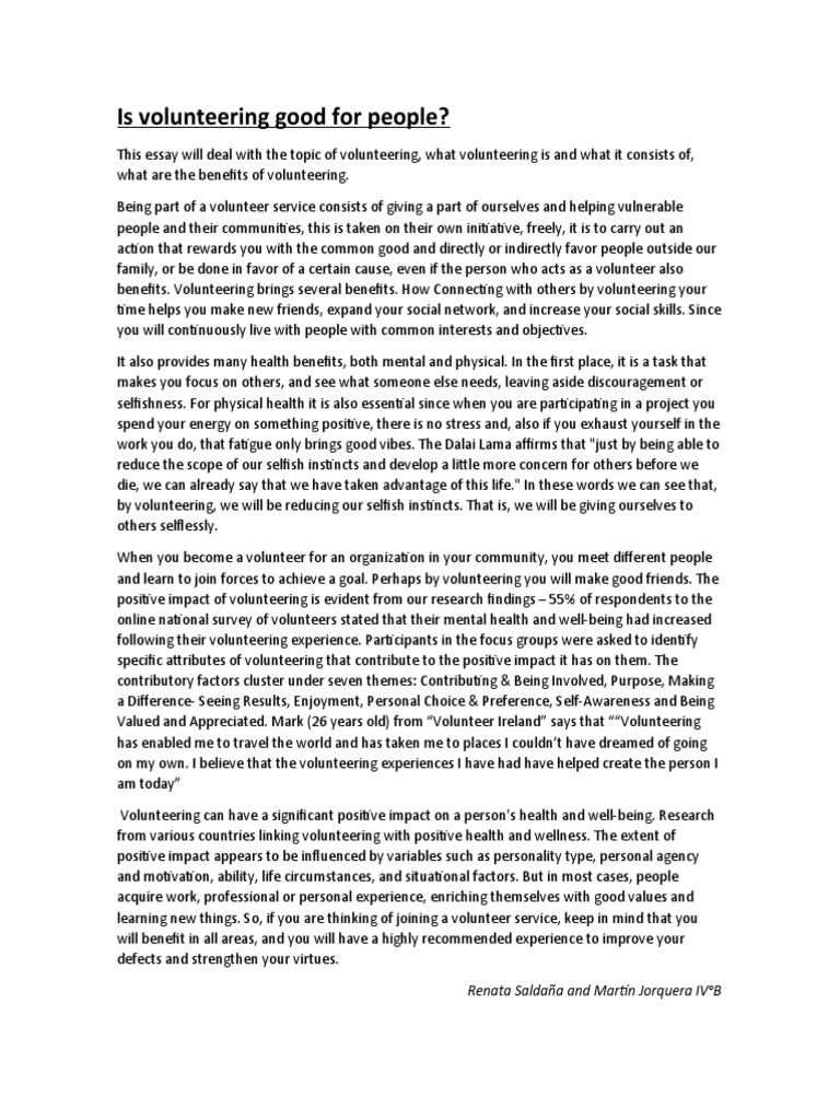 The Positive Impacts of Volunteering on Health, Well-Being, and ...