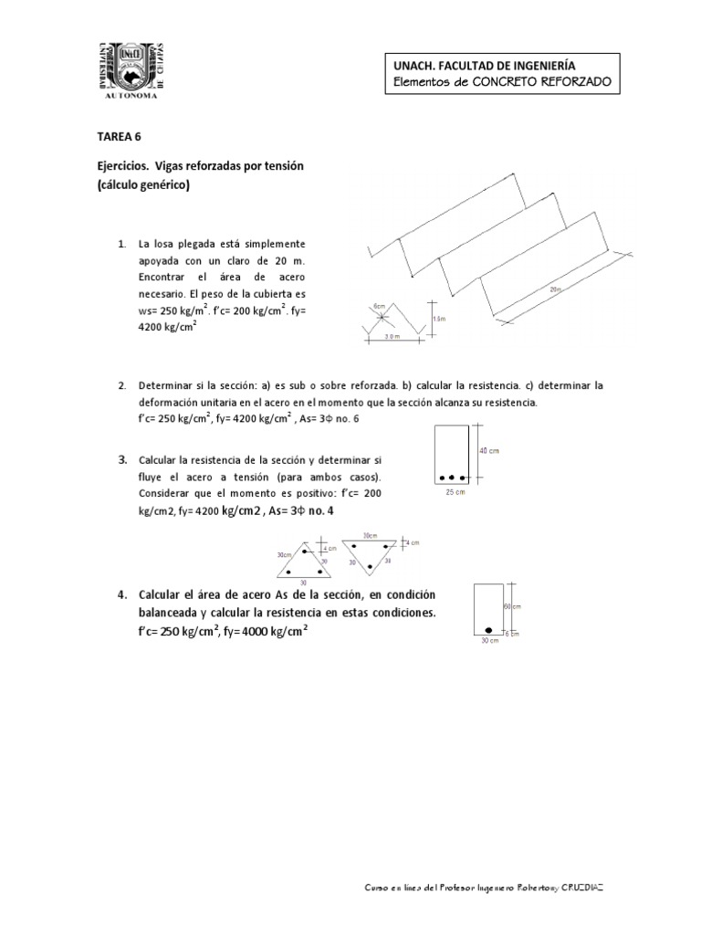 Tarea 6. Curso de Concreto. Ejerc Solución Genérica | PDF