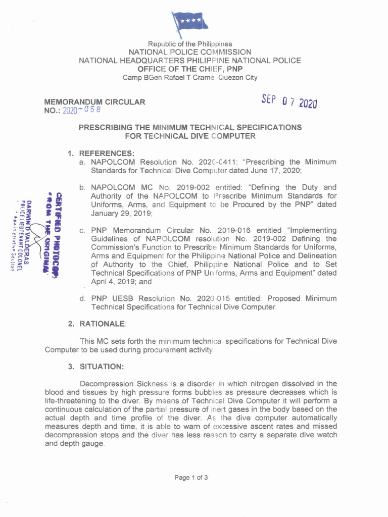 PNP Memorandum Cicular No 2020 058 | PDF
