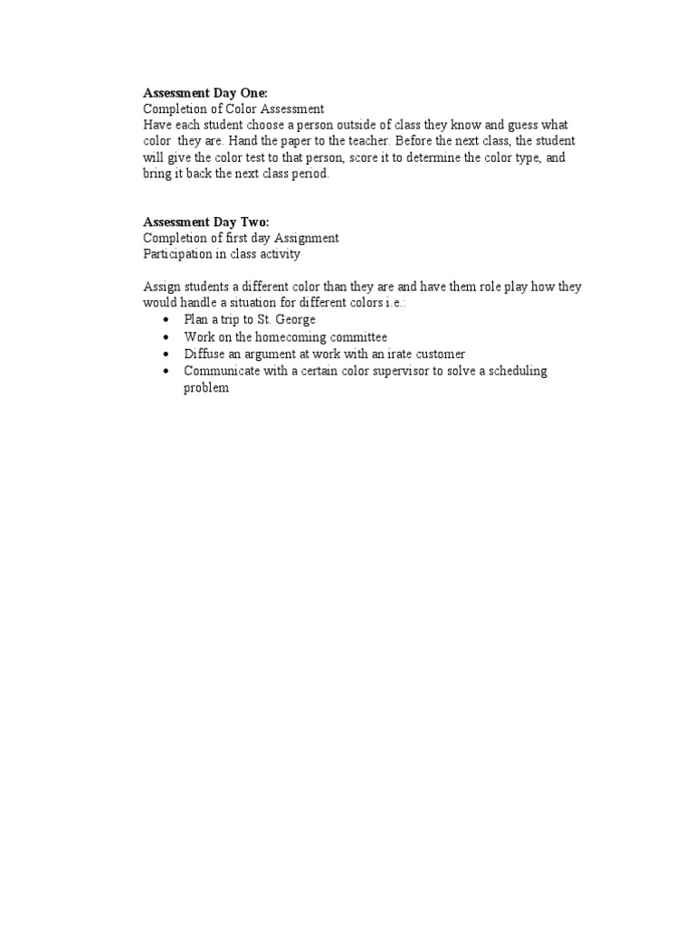 Assessment True Colors | PDF