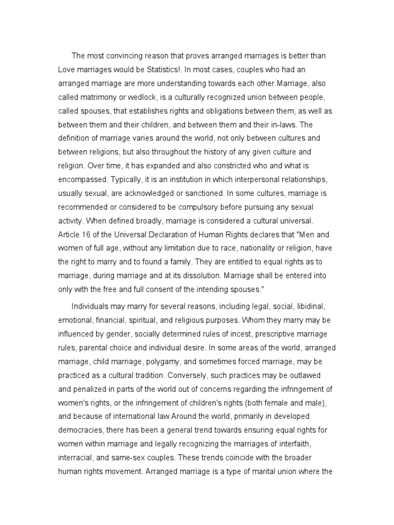 Arrange Marriage Vs Love Marriage | Download Free PDF | Marriage ...