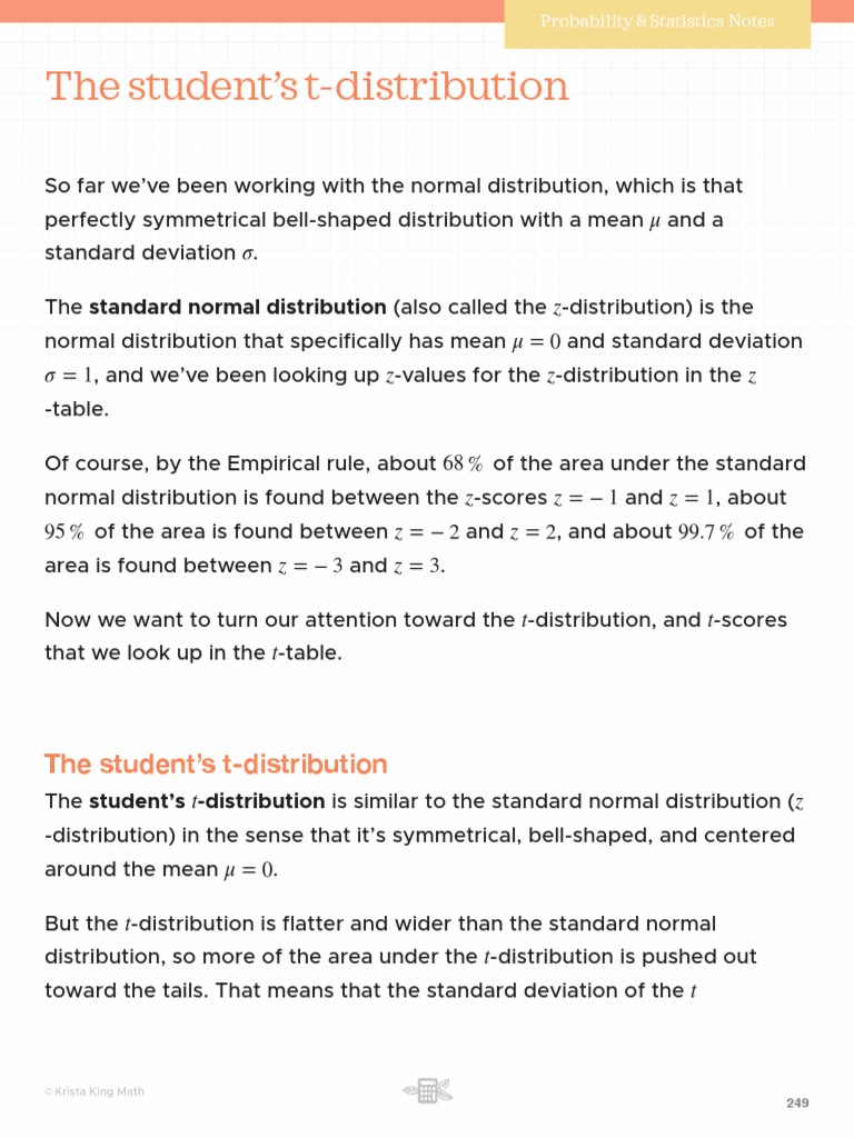 The+Student's+t Distribution | PDF | Confidence Interval | Normal ...