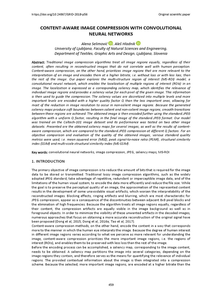 Content-Aware Image Compression With Convolutional Neural Networks | PDF | Data Compression ...