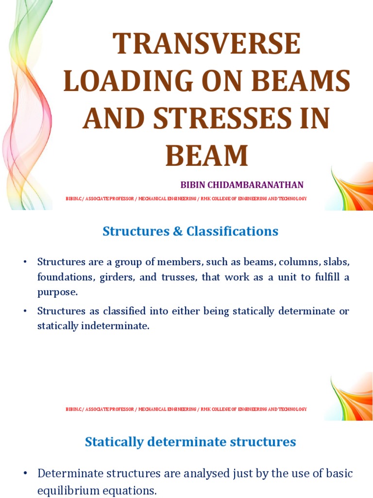 Transverse and Stresses in Beam: Loading On Beams | PDF | Bending ...