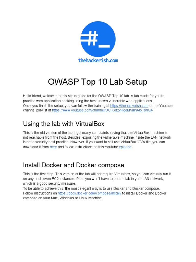 OWASP Top 10 Lab Setup | PDF