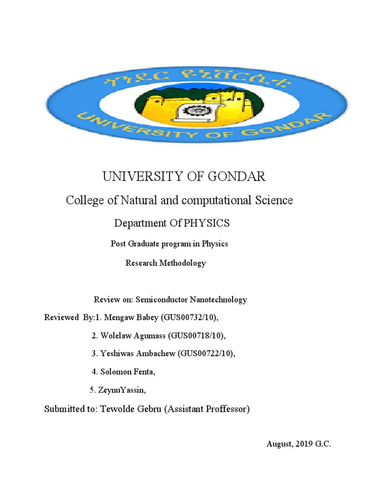University of Gondar: College of Natural and Computational Science ...