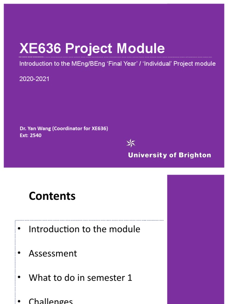 Xe636 Project Module: Introduction To The Meng/Beng Final Year ...