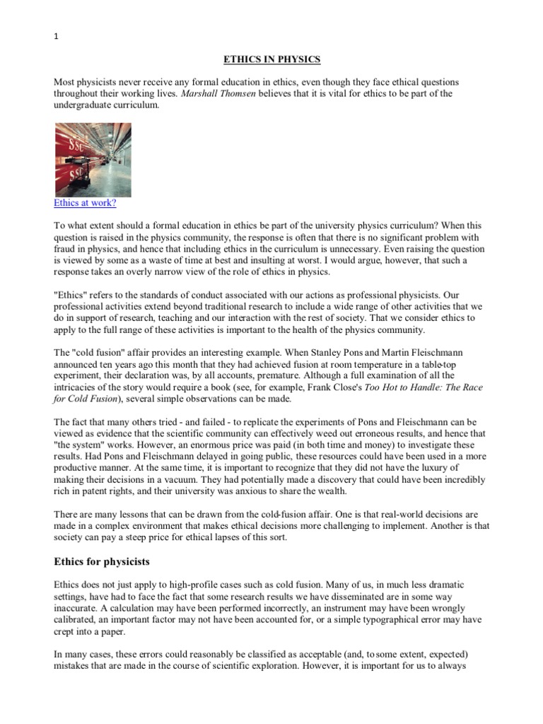 Ethics in Physics | PDF | Physics | Curriculum
