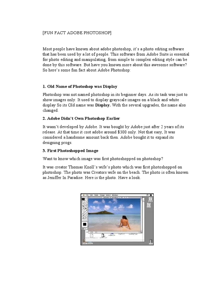 Fun Facts About Adobe Photoshop | PDF | Games & Activities