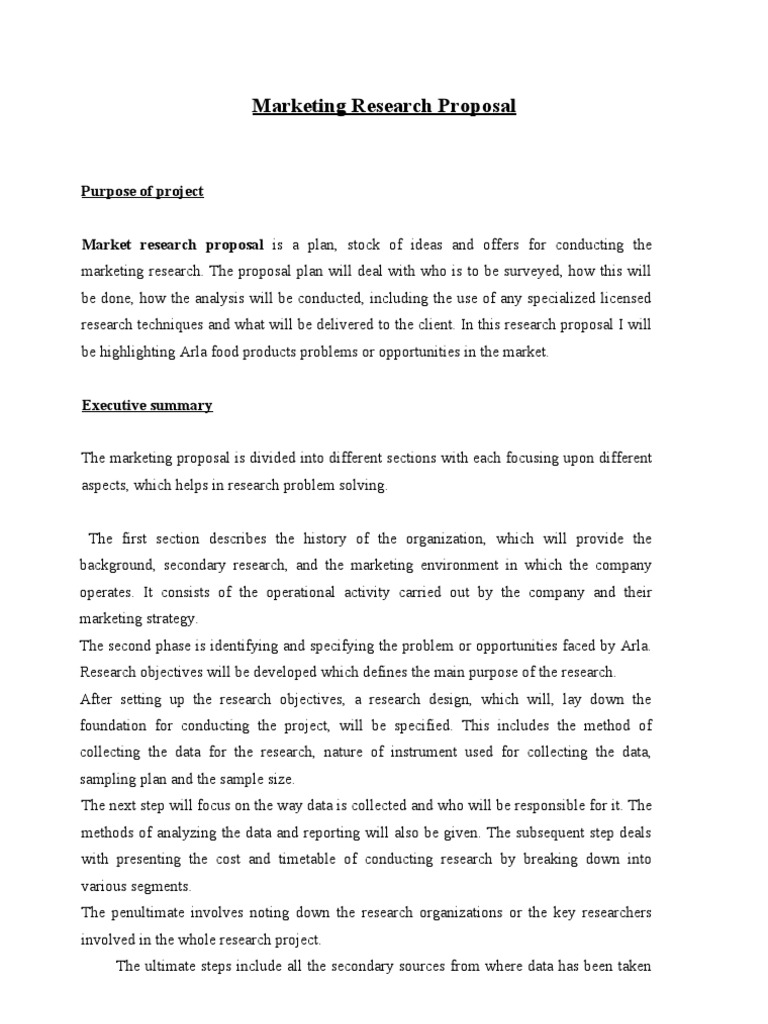 Marketing Research Proposal | PDF | Marketing Research | Business