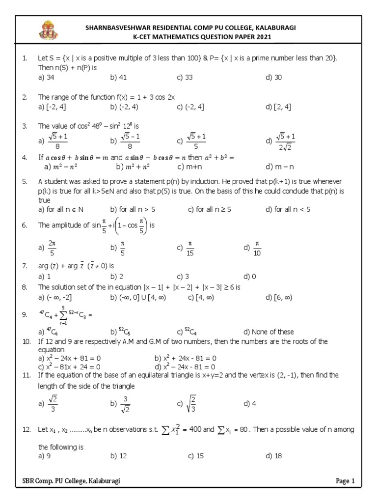 Sharnbasveshwar Residential Comp Pu College, Kalaburagi K-Cet ...