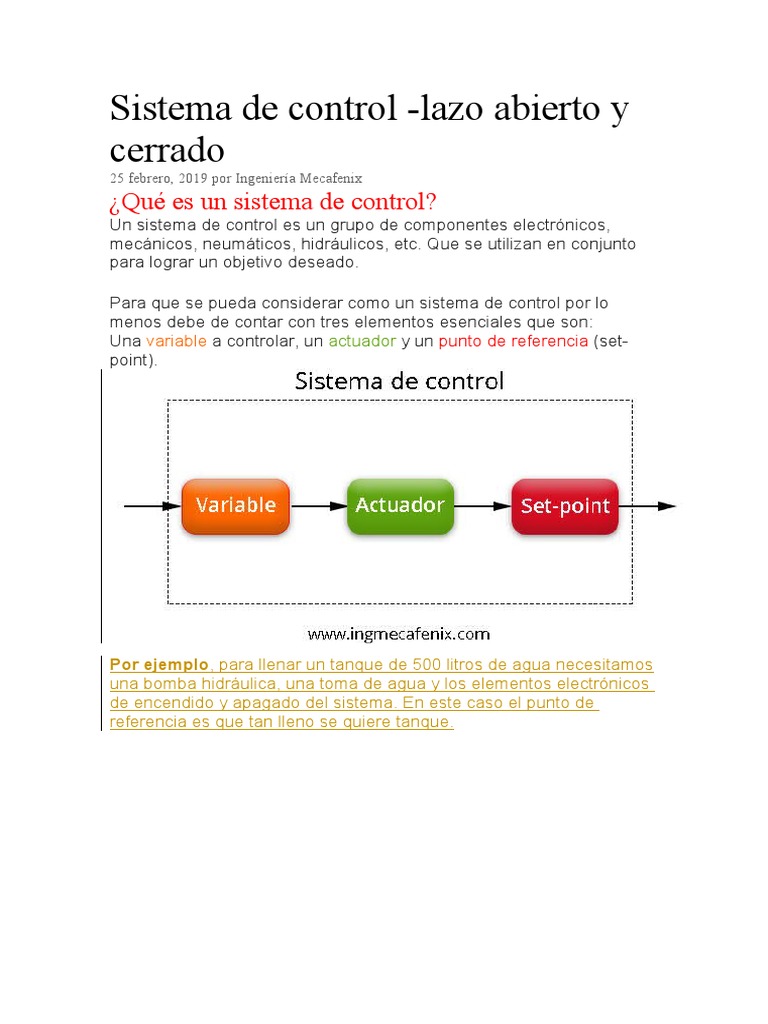 Sistema de Control | PDF | Sistema de control | Realimentación