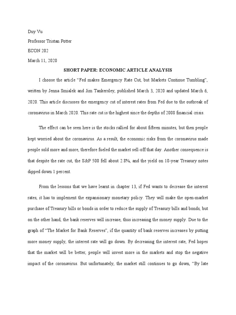 Short Paper: Economic Article Analysis | Download Free PDF | Interest ...