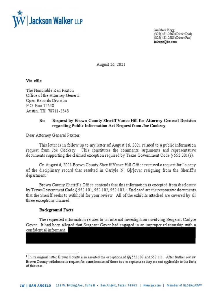 2021-08-26 Letter To Attorney General Requesting Opinion - Cooksey ...