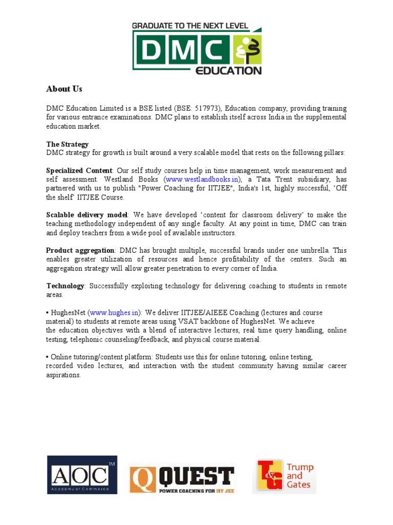 DMC Education Limited Strategy and Growth Plans | PDF | Test ...