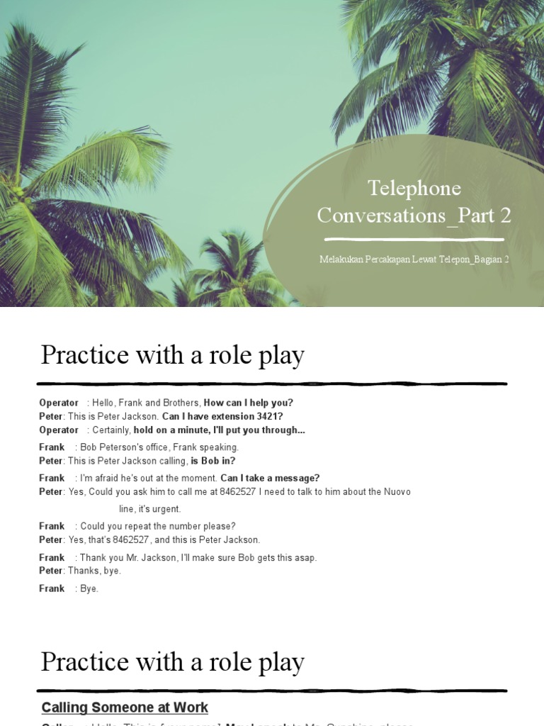 Telephone Conversations - Part 2 | PDF | Telephony | Telecommunications