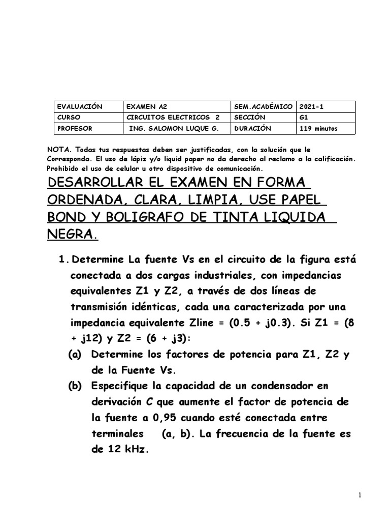 Ex2 - CIR2 - UNMSM 2021 1 | PDF