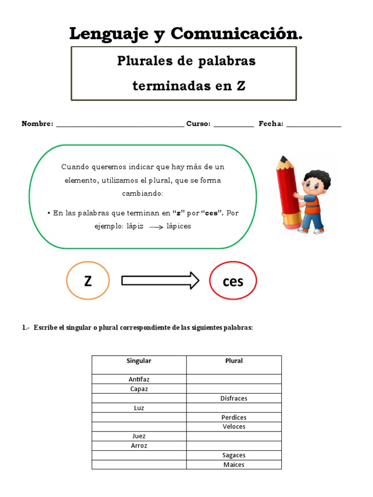 Guia Plurales de Palabras Terminadas en Z | Descargar gratis PDF | Circo