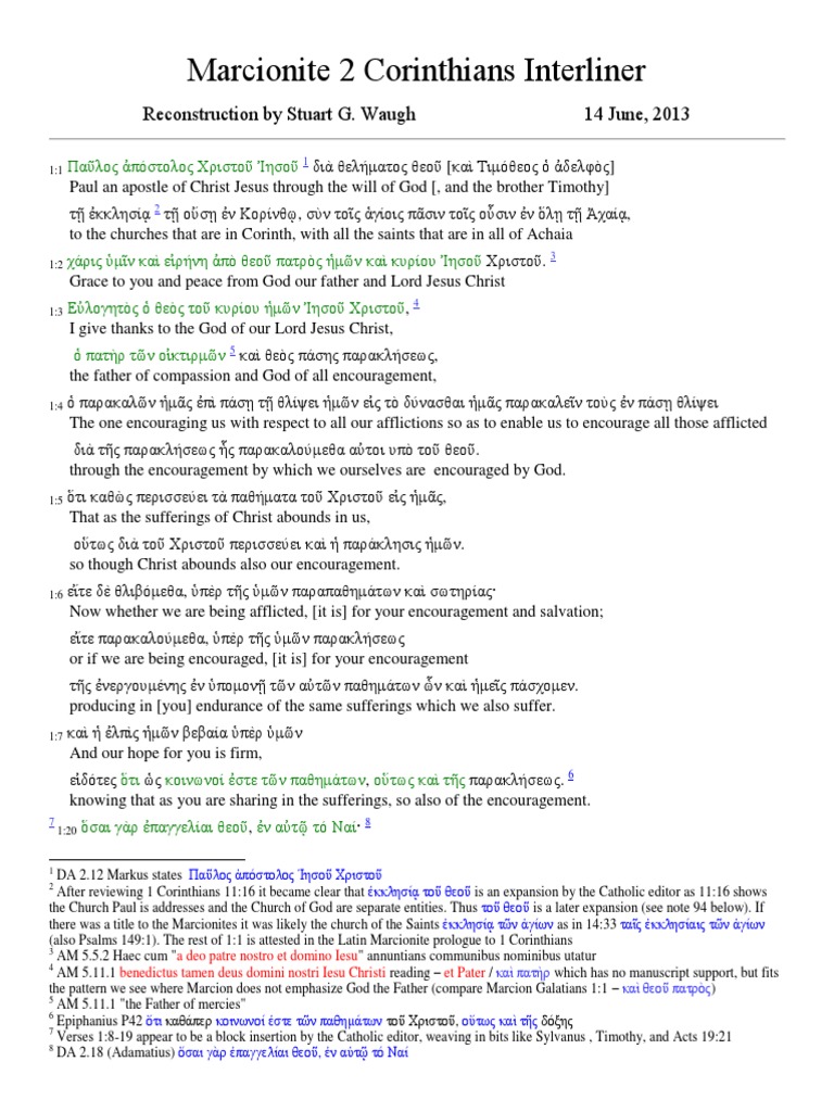 Marcionite 2 Corinthians Analysis | PDF | Glory (Religion) | Tertullian