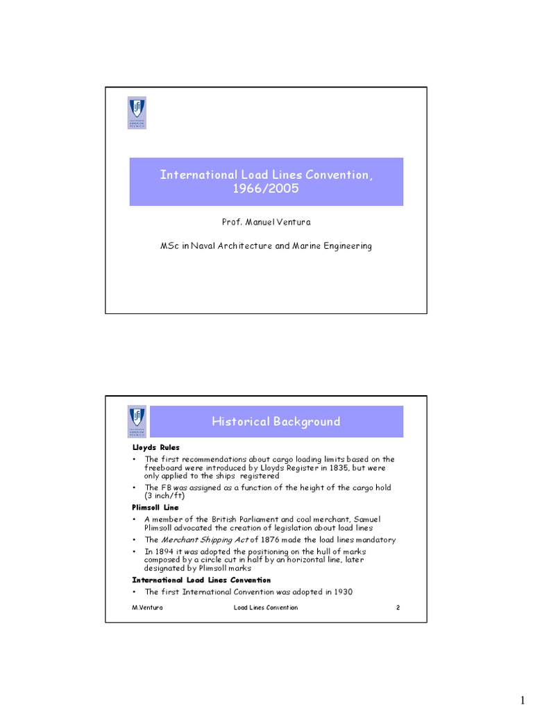 International Load Lines Convention, 1966/2005: Prof. Manuel Ventura ...