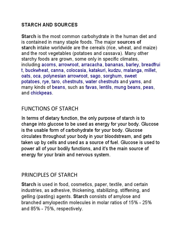 Functions of Starch | PDF | Starch | Staple Foods