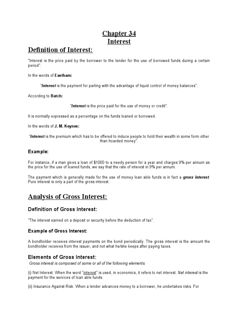 Definition of Interest | PDF | Interest | Loans