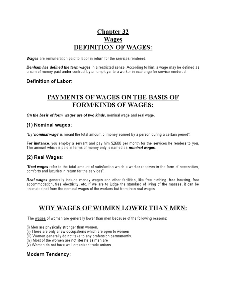 Definition of Wages | PDF | Labour Economics | Supply (Economics)