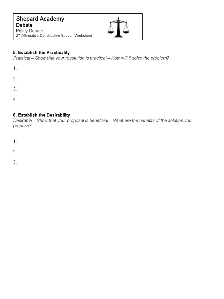 2nd Affirmative Constructive Worksheet | PDF