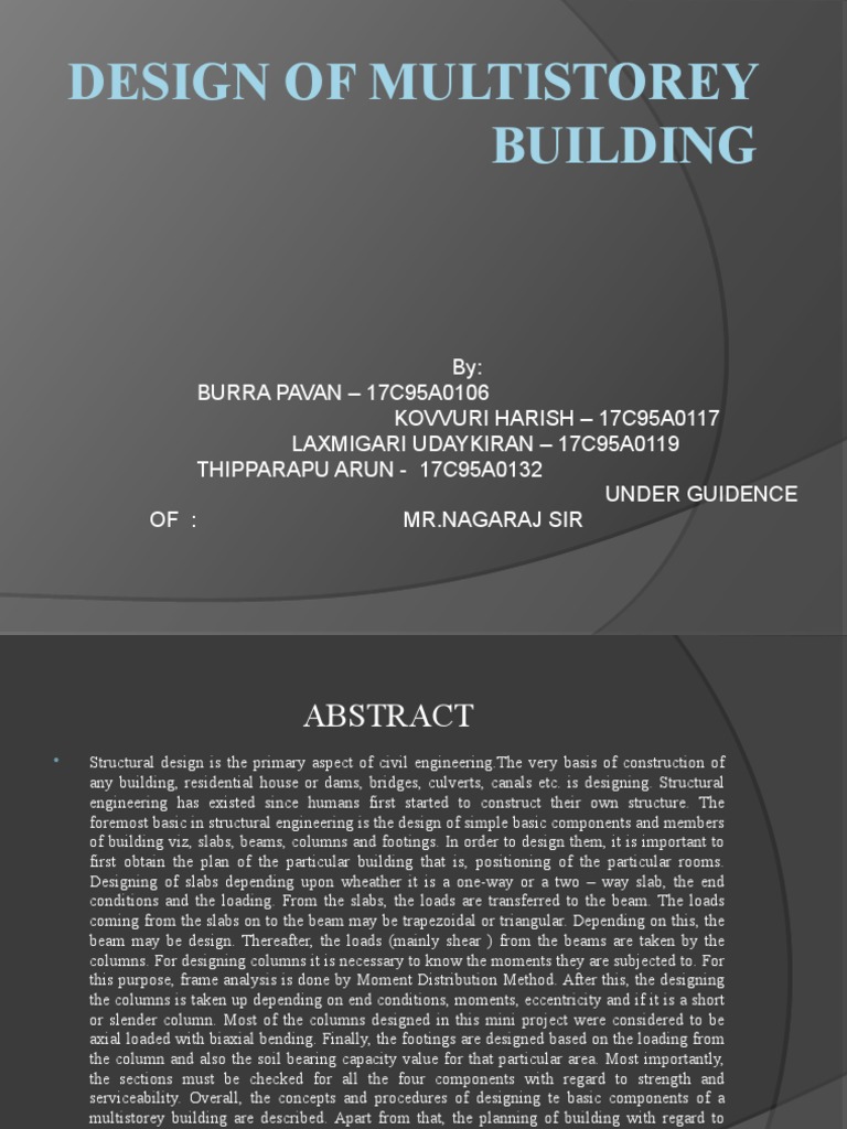Multistorey Building Design Overview | PDF | Beam (Structure) | Column