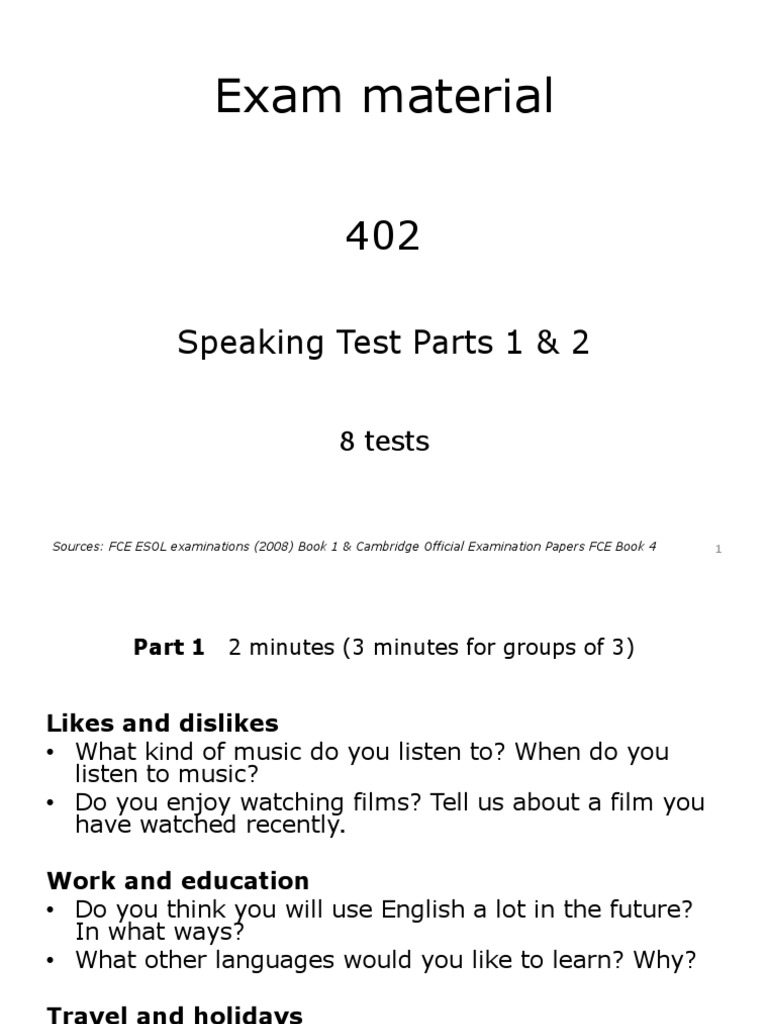Exam Material-PARTS 1 & 2 - Papers For Practice | PDF