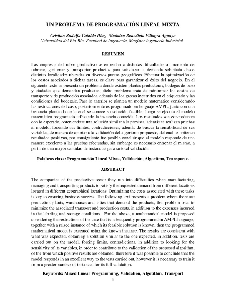 Informe Programación Lineal Entera | PDF | Programación lineal ...