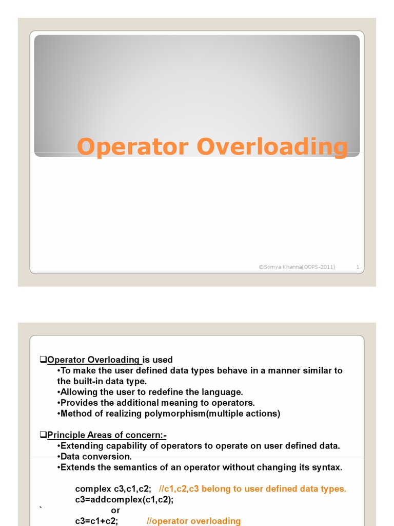 Operator Overloading Operator Overloading Operator Overloading Operator Overloading Pdf