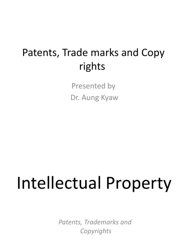 Patents, Trade Marks and Copy Rights | PDF | Patent | Trademark